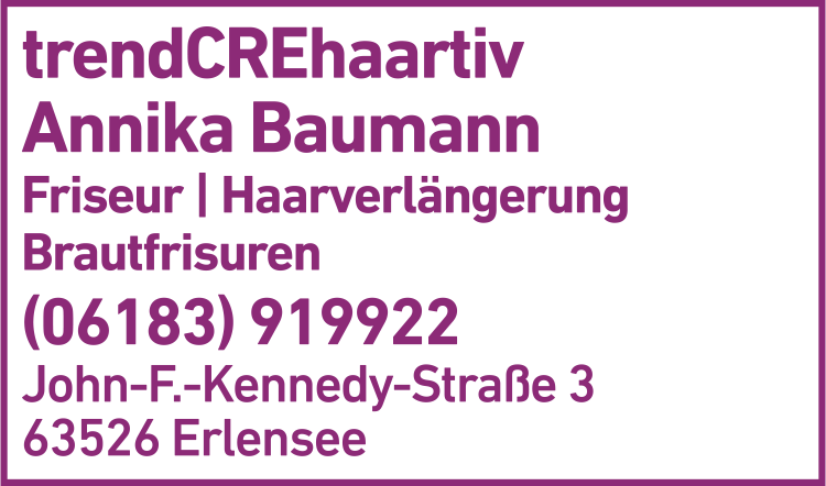 trendCREhaartiv Annika Baumann in Erlensee | 0618391...